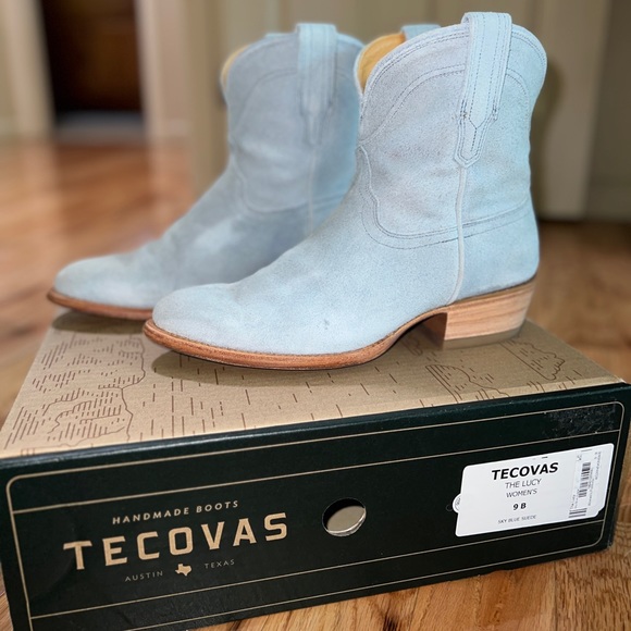 Tecovas | Shoes | Tecovas The Lucy Sky Blue Suede Cowboy Boots 9b ...